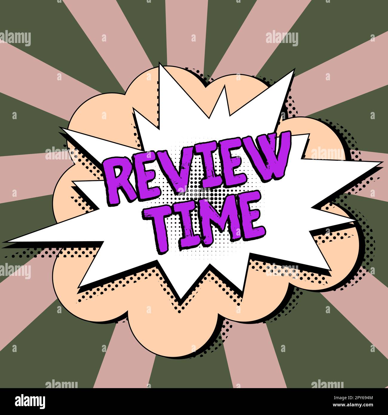 Text caption presenting Review Time. Concept meaning situation or ...