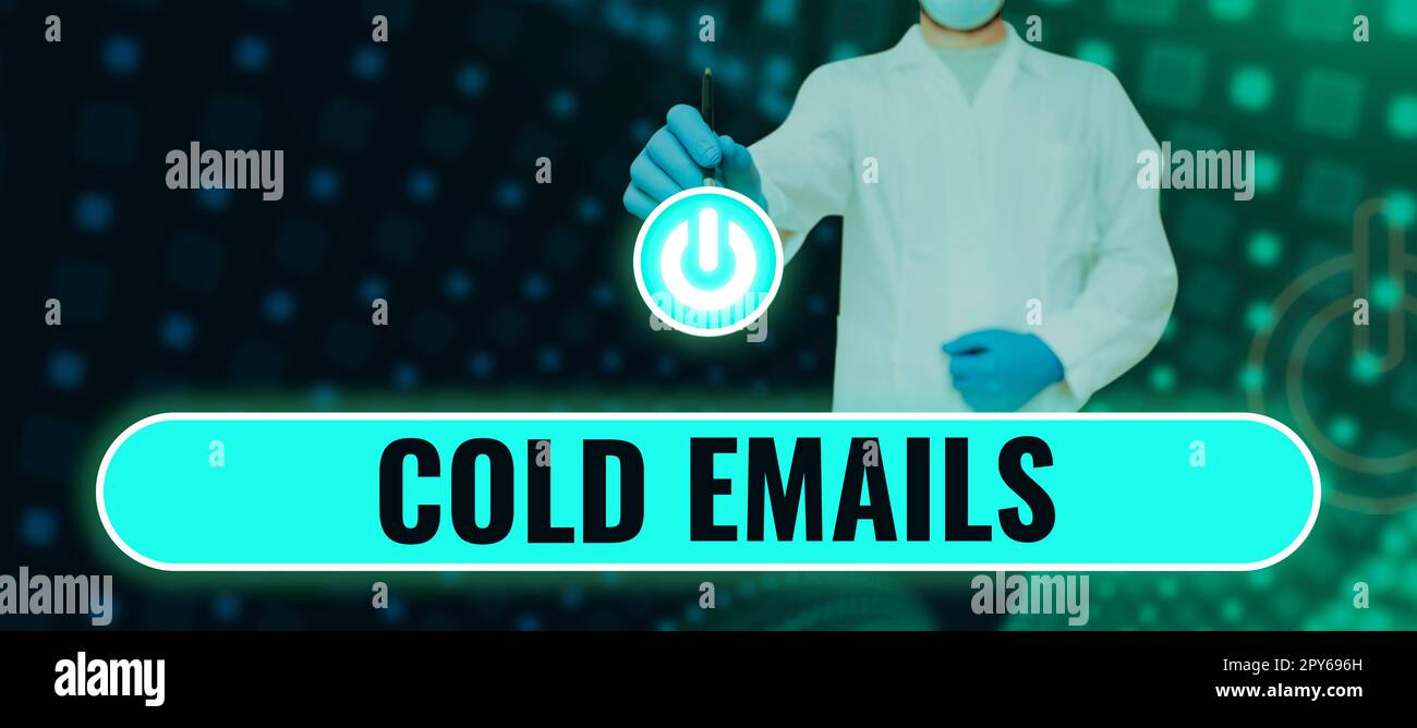 Text sign showing Cold Emails. Word Written on unsolicited email sent ...