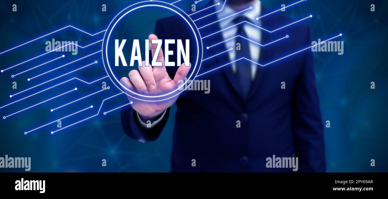 Inspiration showing sign Kaizen. Internet Concept a Japanese business philosophy of improvement ...