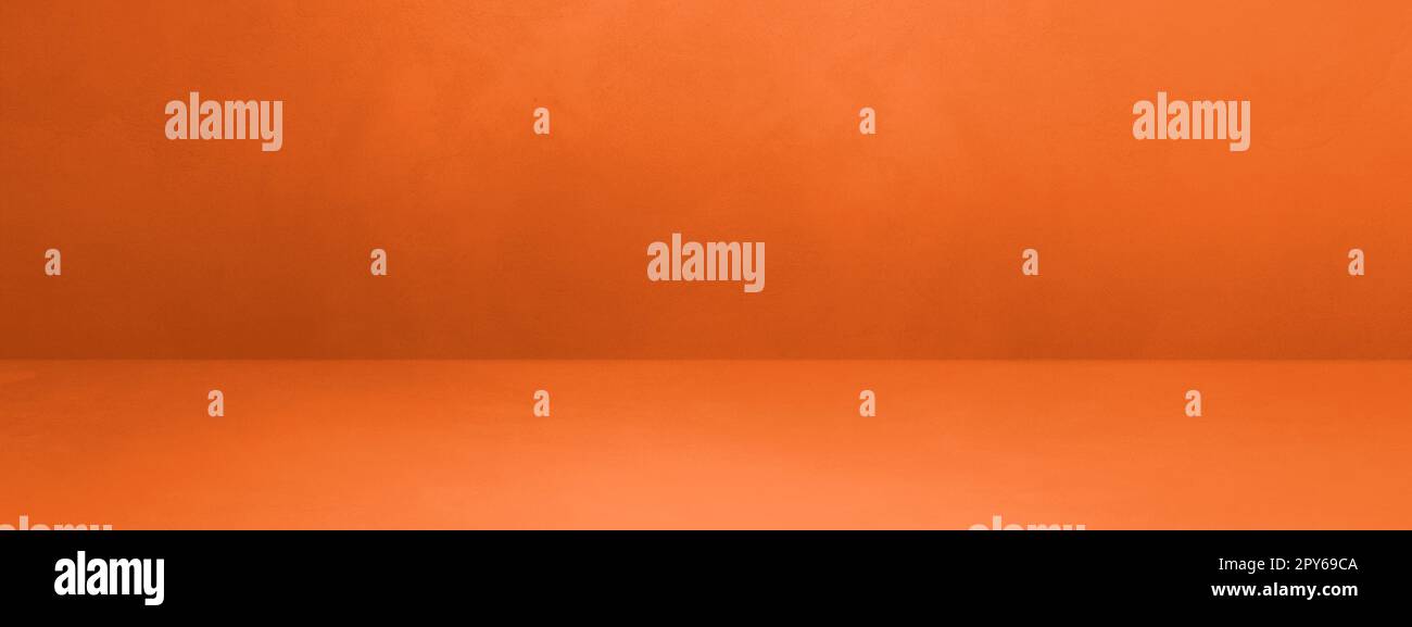Empty neon orange concrete interior background Stock Photo - Alamy