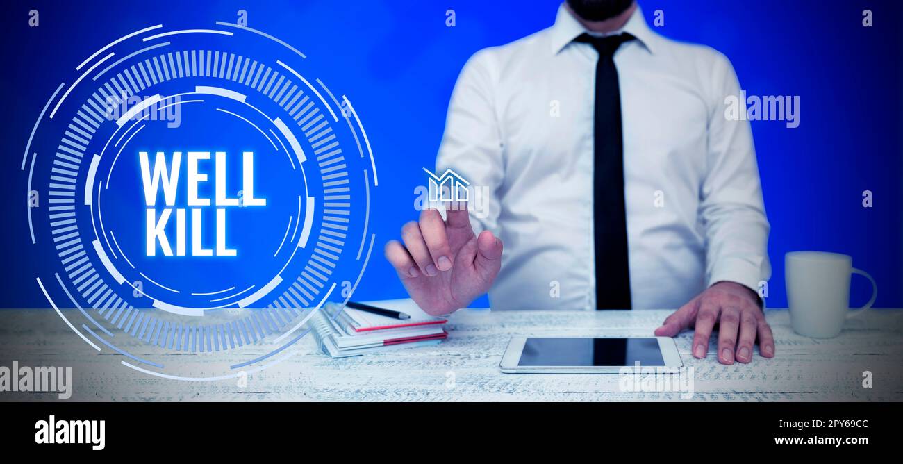 Writing displaying text Well Kill. Conceptual photo placing a column of ...