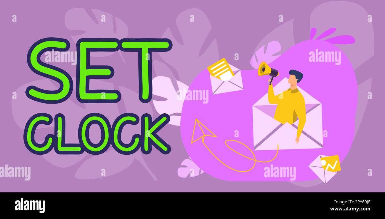 Conceptual caption Set Clock. Business concept put it to the right time ...