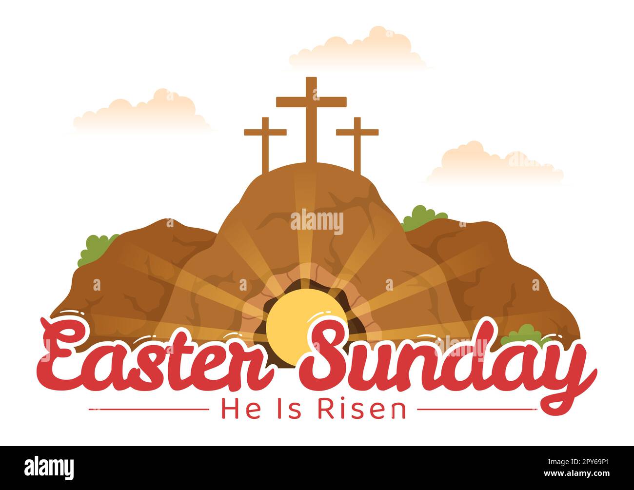 Happy Easter Sunday Day Illustration with Jesus, He is Risen and ...
