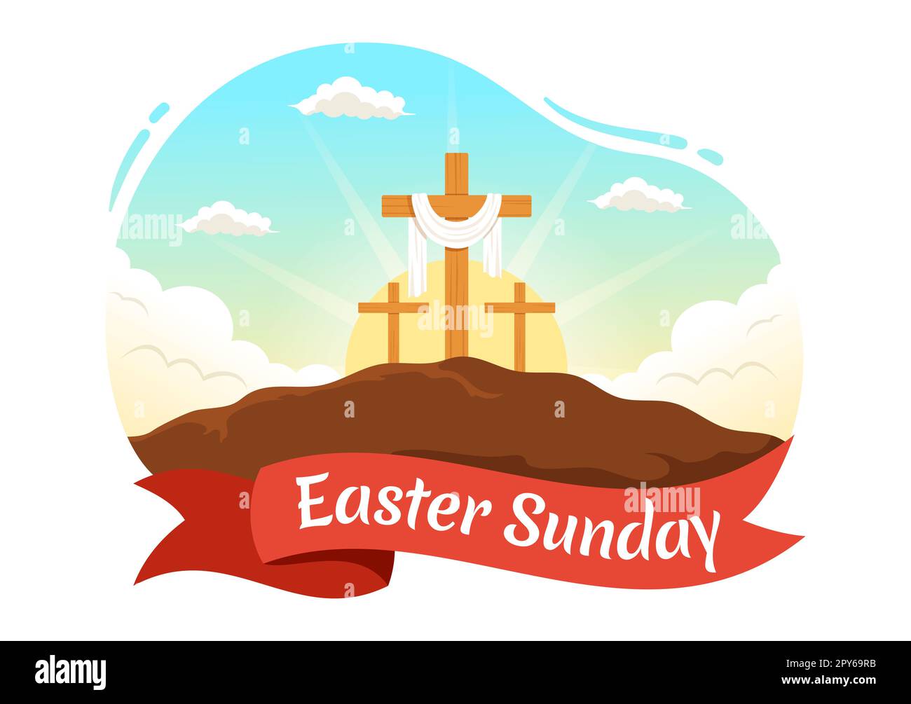Happy Easter Sunday Day Illustration with Jesus, He is Risen and ...