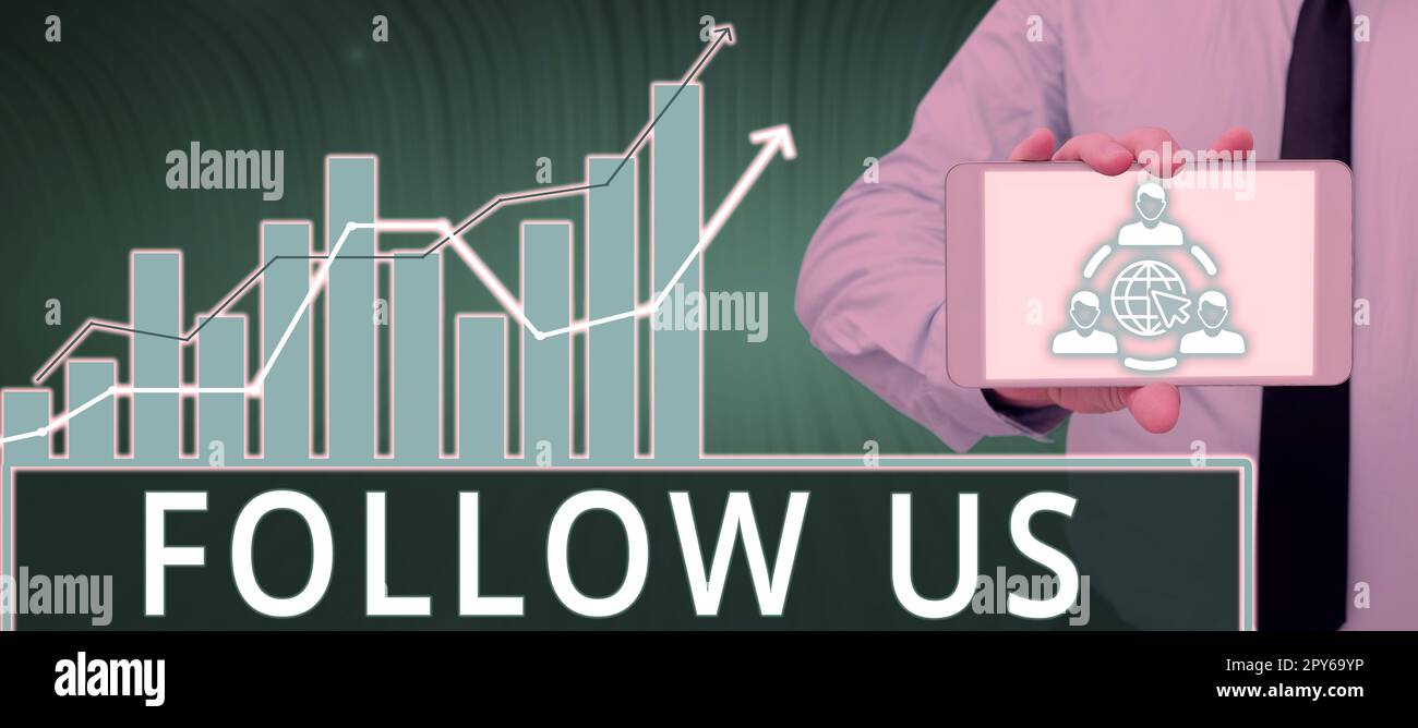 Inspiration showing sign Follow Us. Conceptual photo To invite a person ...