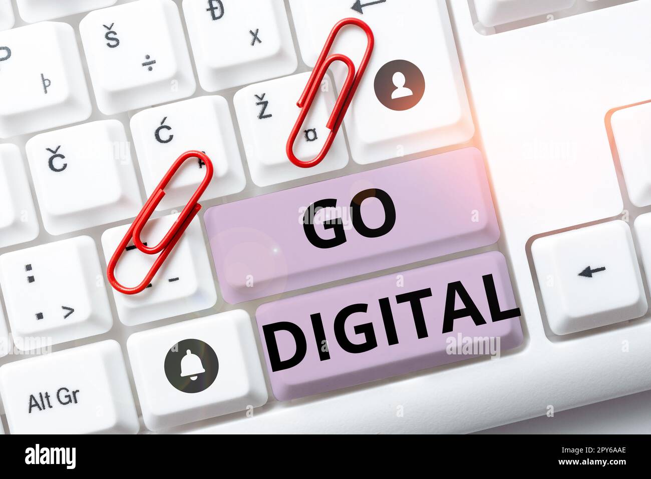 Hand writing sign Go Digital. Business overview Working over the ...