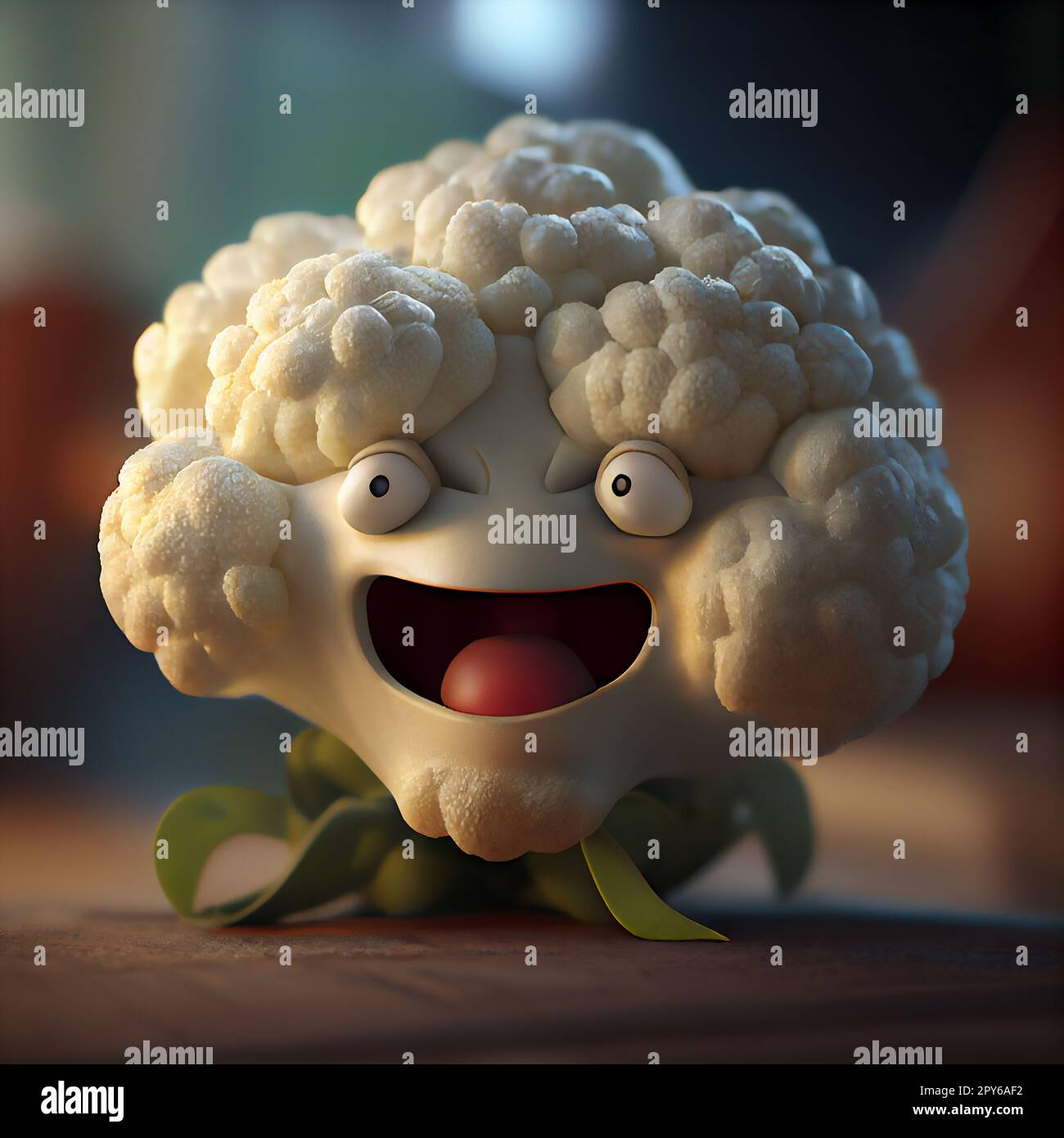 Scared cauliflower cartoon character Stock Photo - Alamy