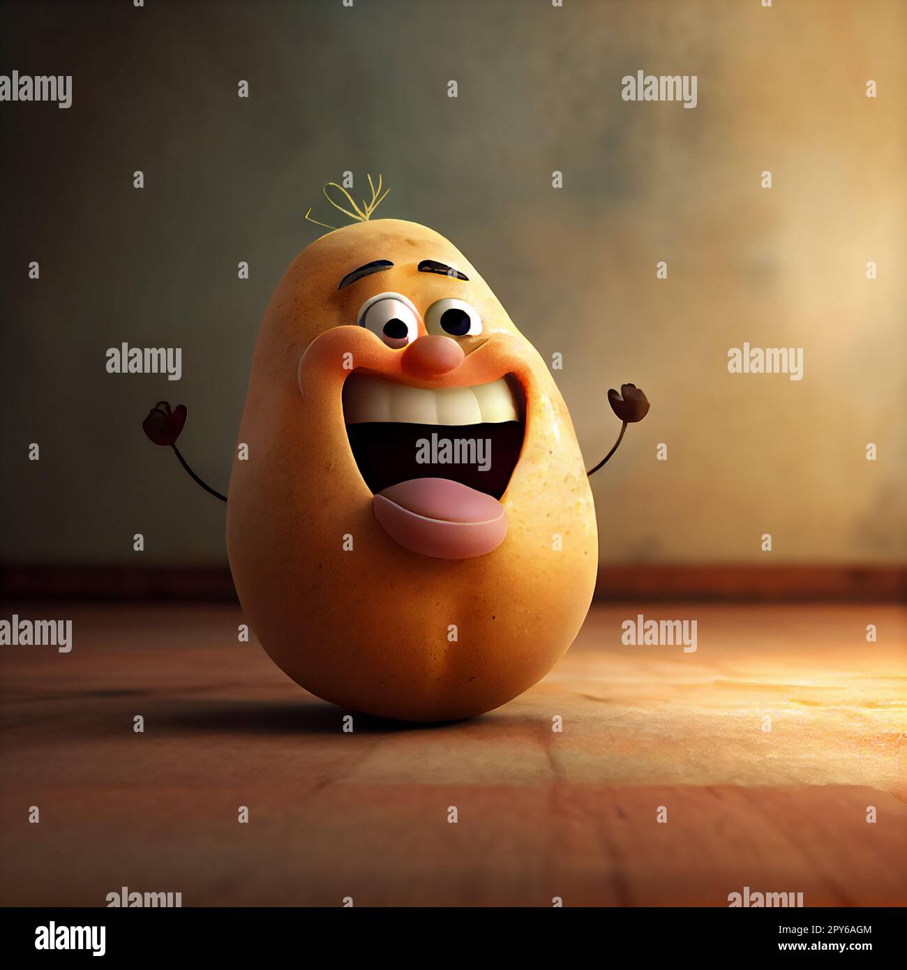 Happy potato face cartoon character Stock Photo - Alamy