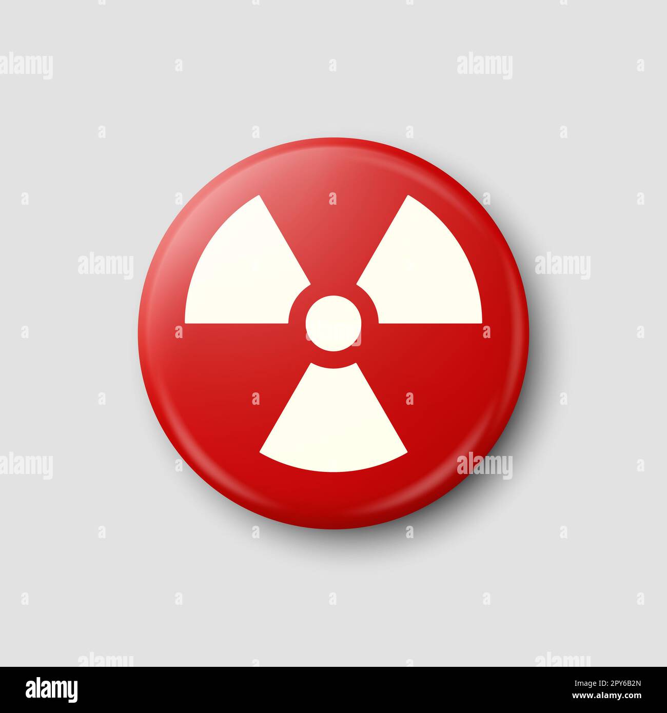 Vector 3d Realistic Round Red and White Warning, Danger Nuclear Symbol ...