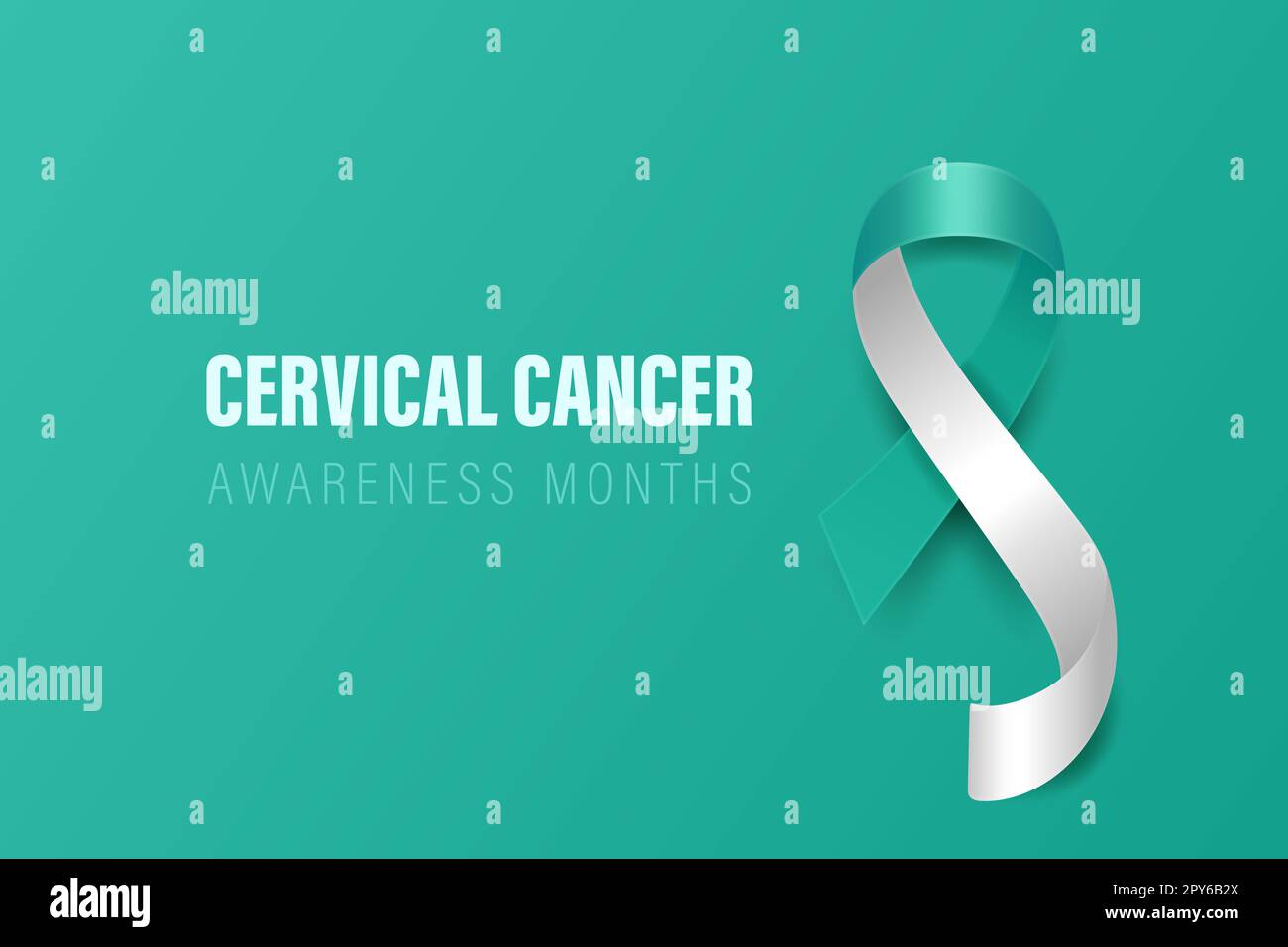 Cervical Cancer Banner, Card, Placard with Vector 3d Realistic Teal and ...