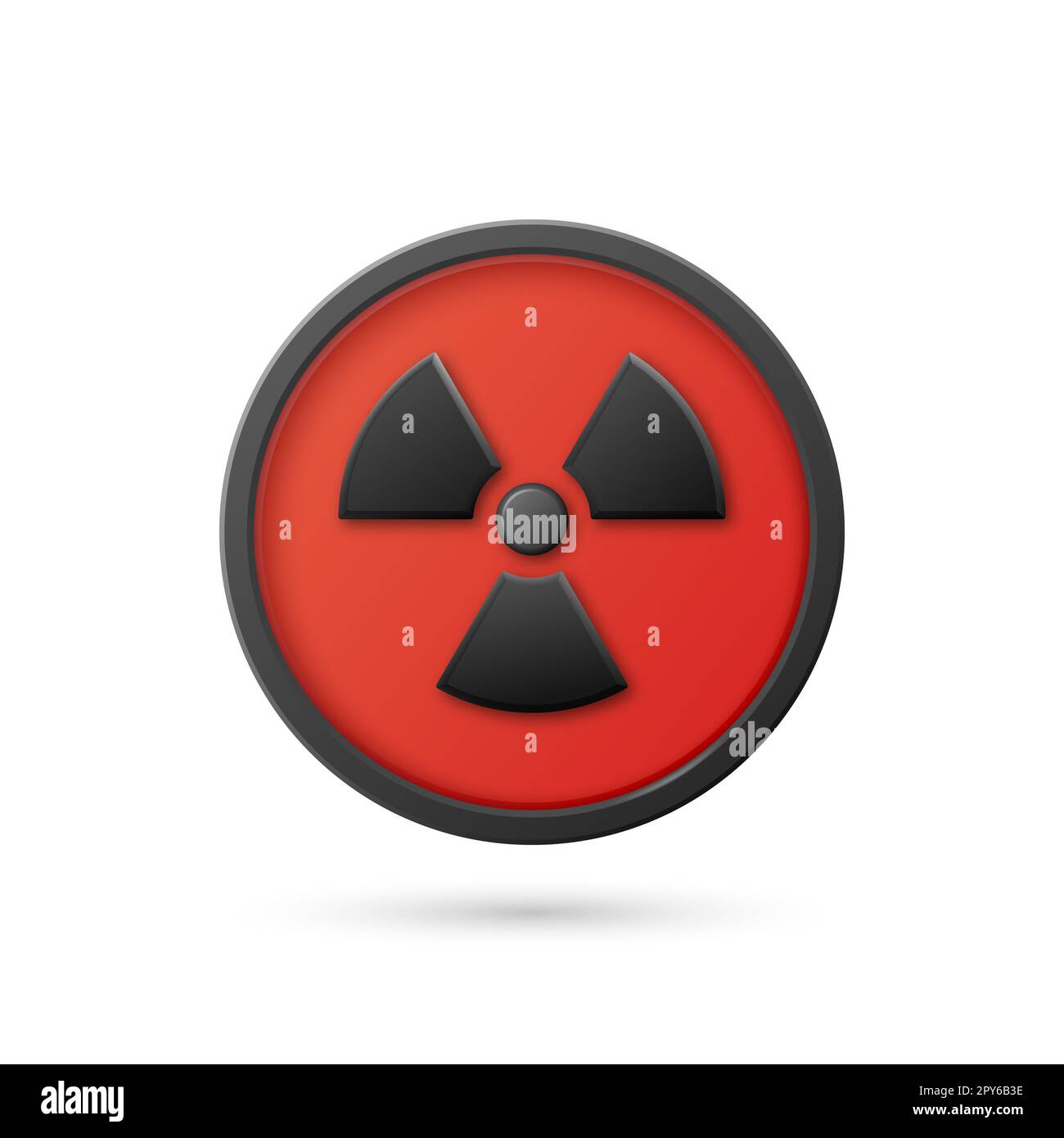 Vector 3d Realistic Round Red and Black Warning, Danger Nuclear Symbol ...