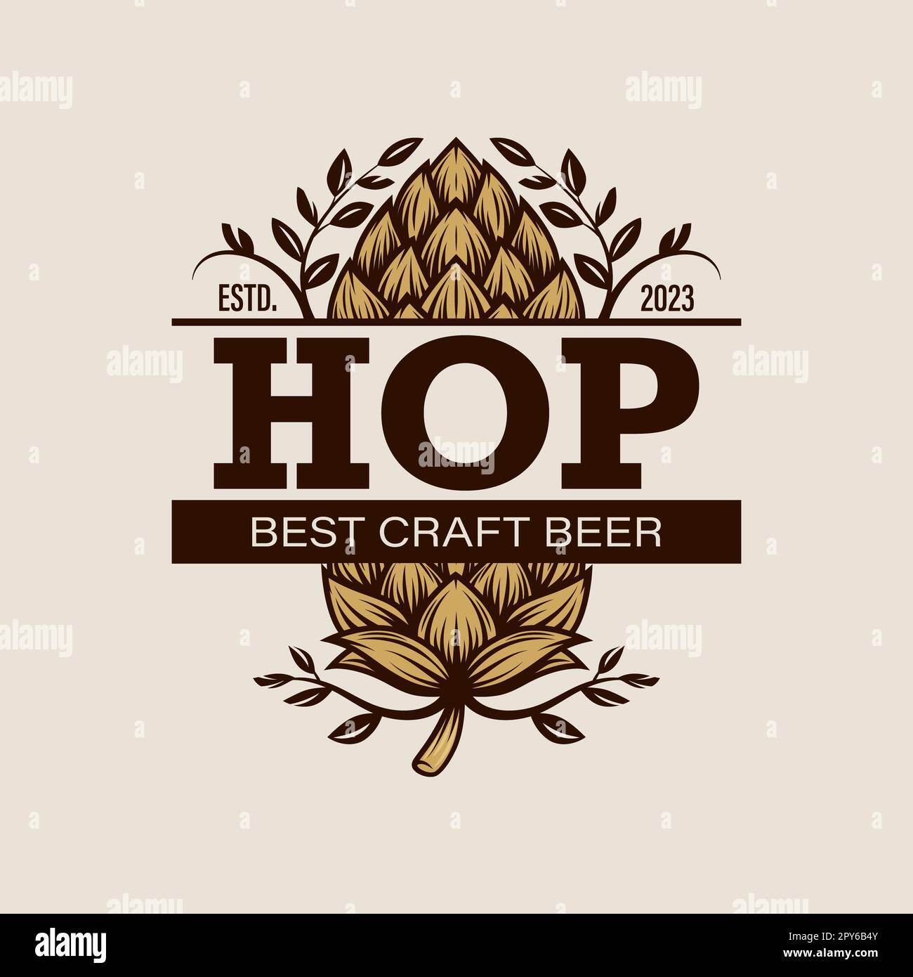 Vector Typography Design with Green Hand Drawn Cartoon Hop and Leaves ...