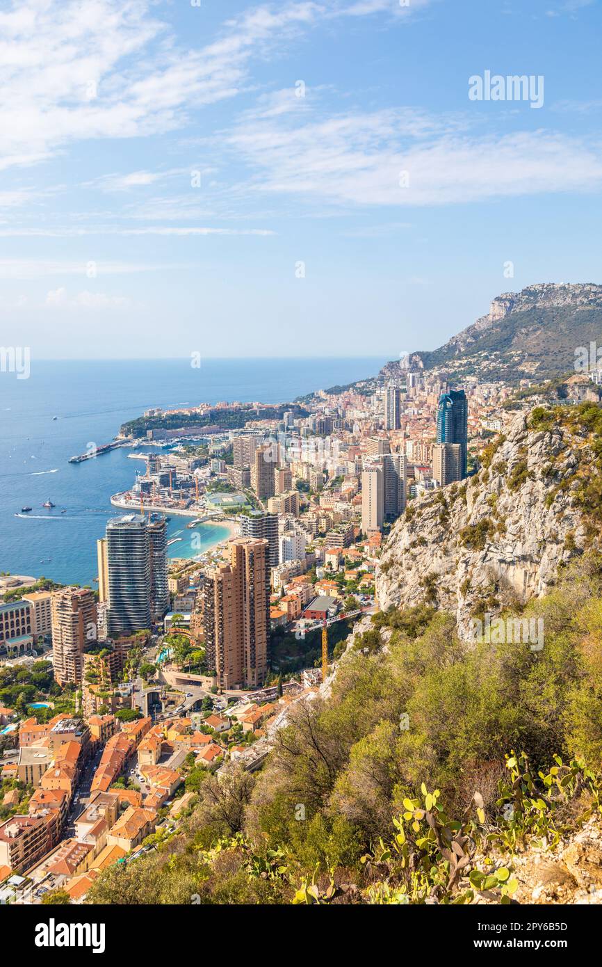 Monte Carlo - panoramic view of the city. Monaco port and skyline Stock ...