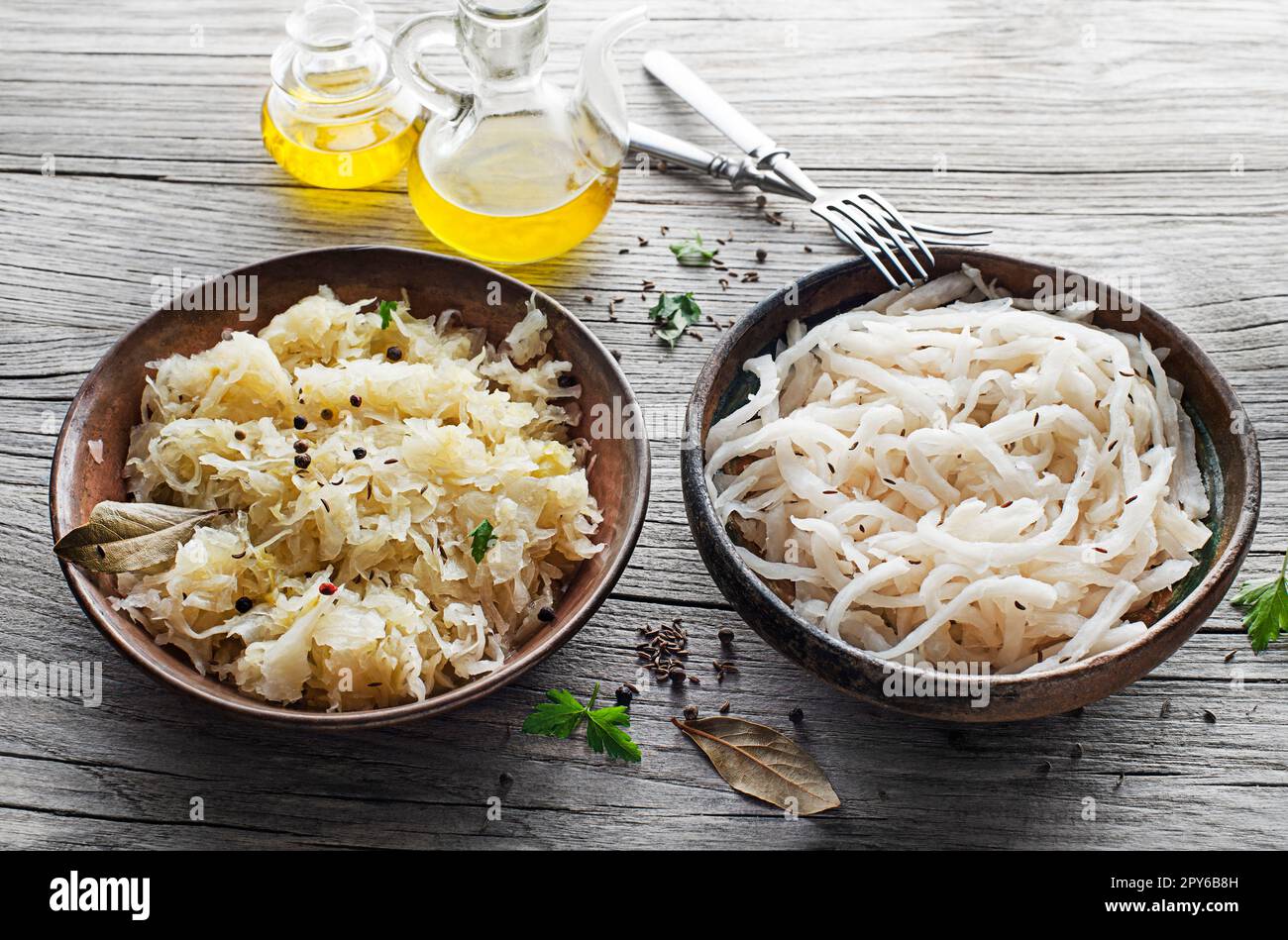 Sauerkraut and sour turnip Stock Photo - Alamy