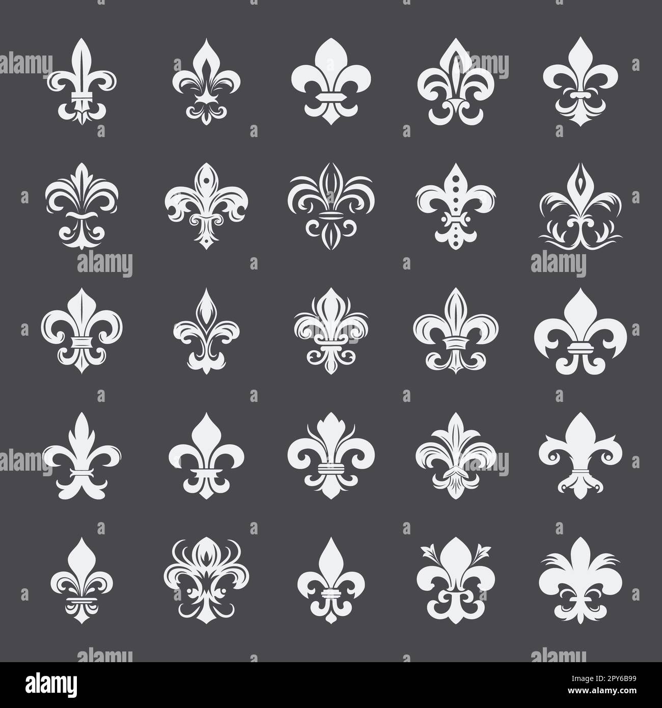 Fleur De Lis Set. Heraldic Lily Collection, Vector Illustration Stock ...