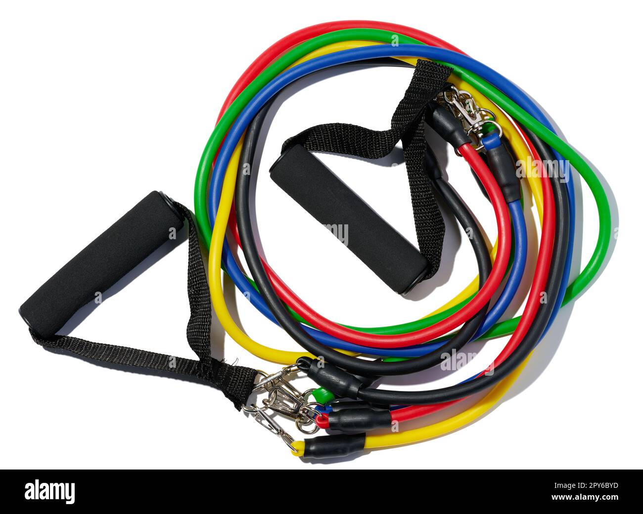 Rubber sports simulator expander on a white background Stock Photo - Alamy