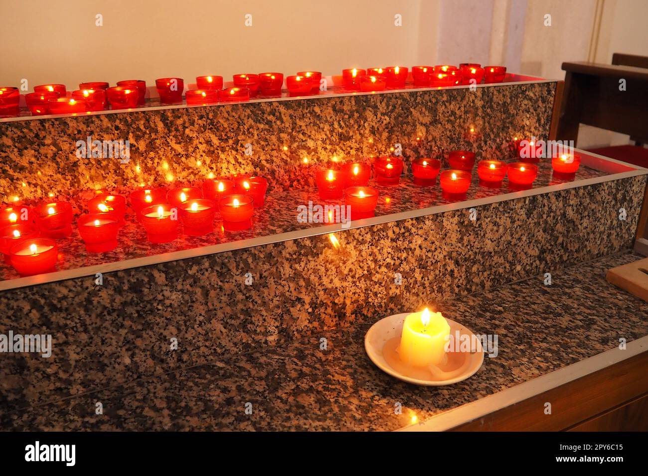 Memorial Day with candle. Commemorative candles are lit. Candle flames ...