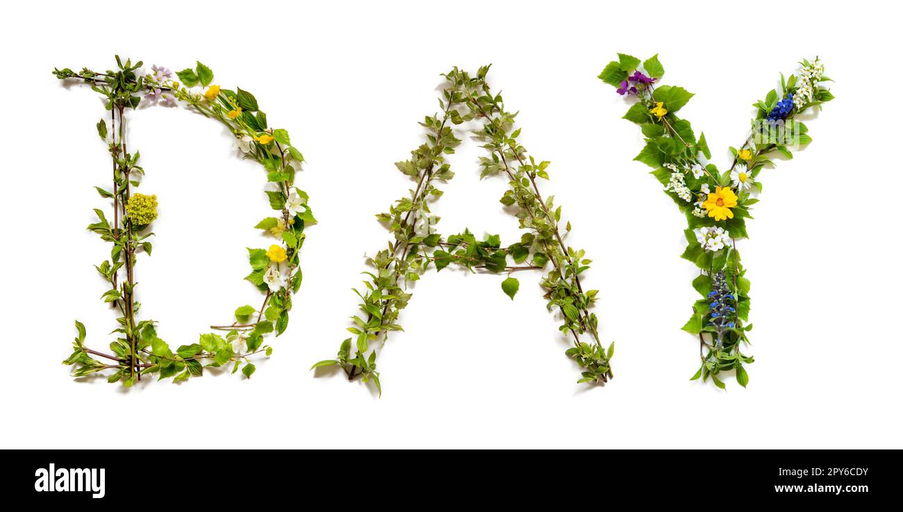 Blooming Flower Letters Building English Word Day Stock Photo - Alamy