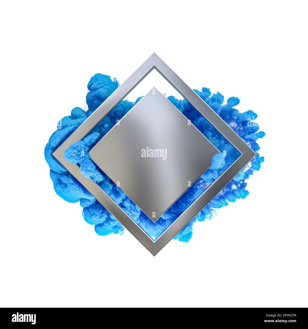 rhomboid shapes in metal and blue cloud, isolated on white Stock Photo ...