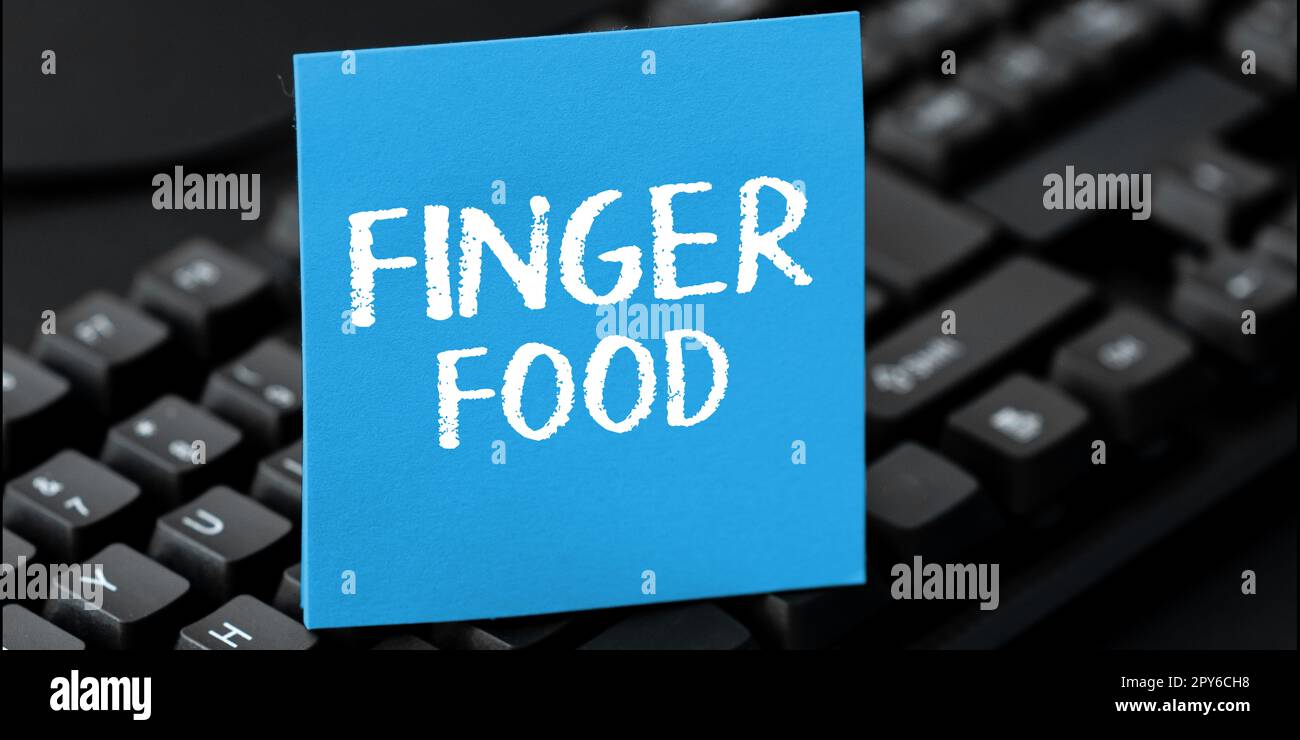 Text caption presenting Finger Food. Business concept products and ...