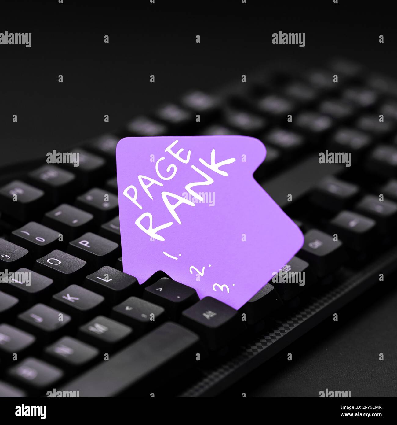 Hand writing sign Page Rank. Word for a value assigned to a web page as ...