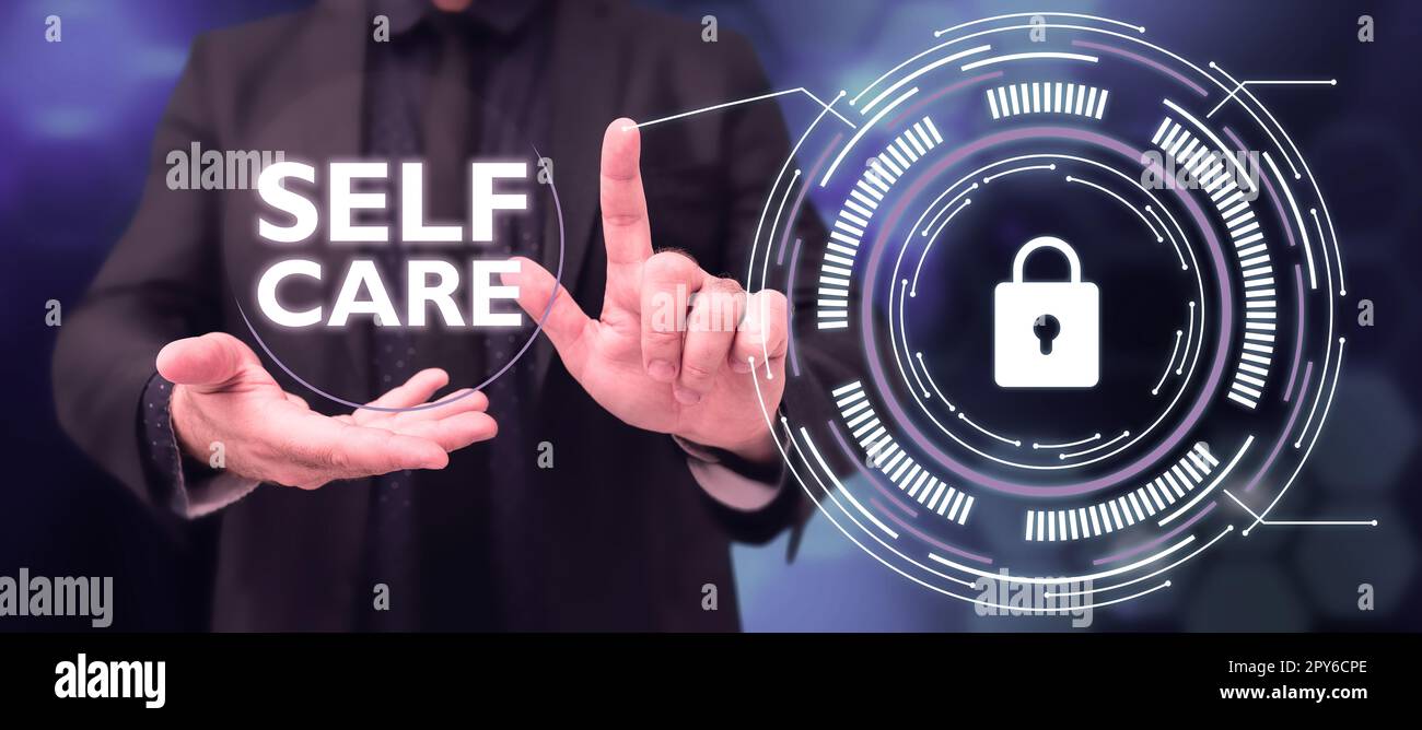 Text sign showing Self Care. Business photo showcasing practice of ...