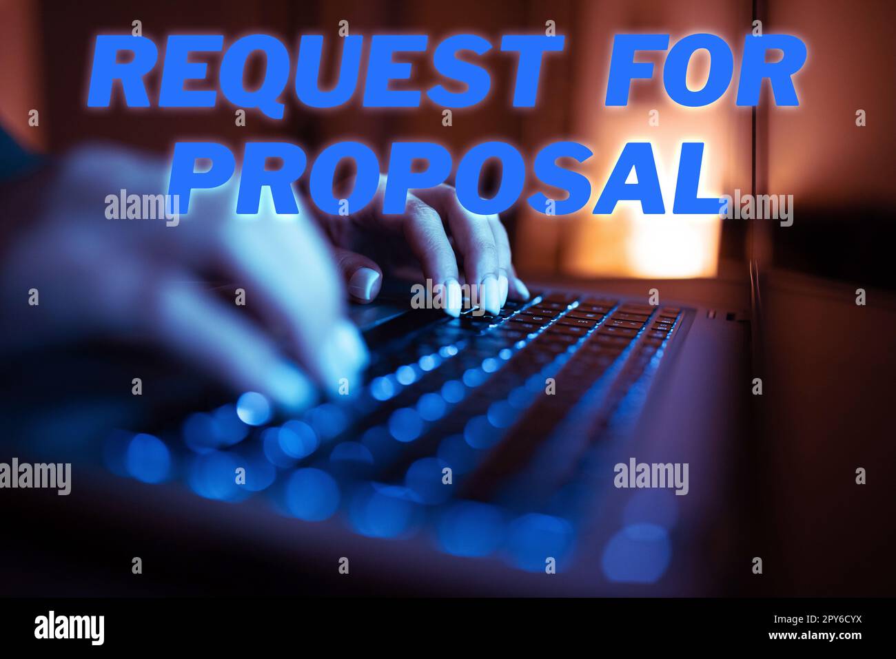 Text caption presenting Request For Proposal. Business approach ...