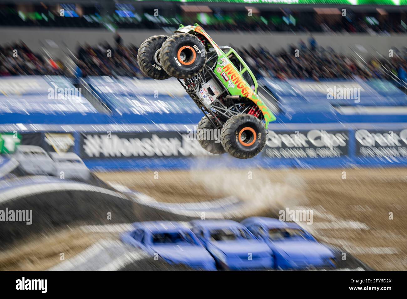 Avenger driven by driver Jim Koehler hits a jump during the free style ...