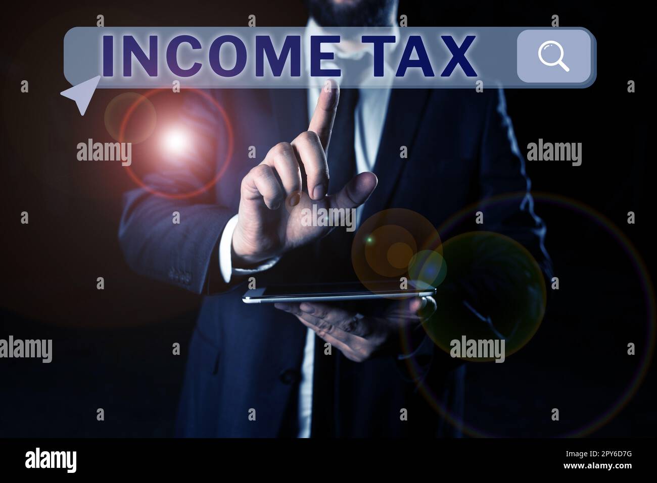 Conceptual caption Income Tax. Business showcase Annual charge levied ...