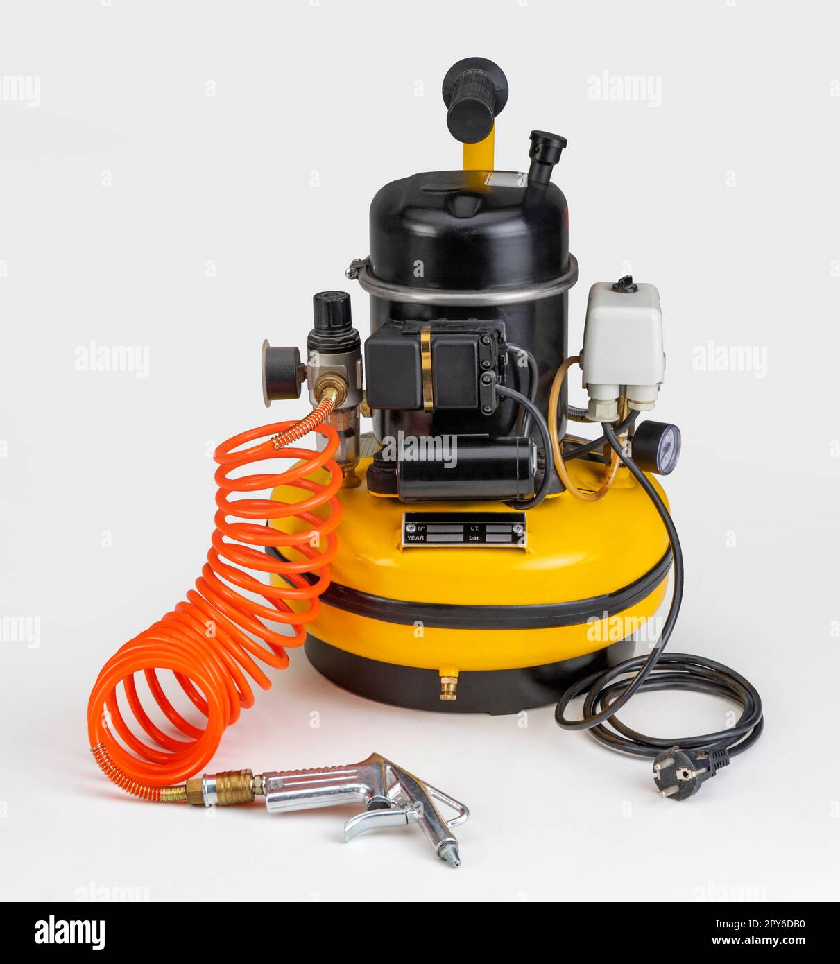 Air compressor in white back Stock Photo - Alamy