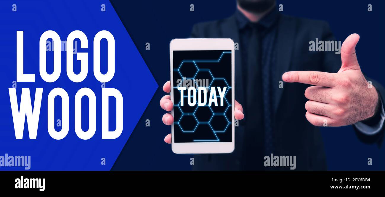 Writing displaying text Logo Wood. Word for Recognizable design or ...