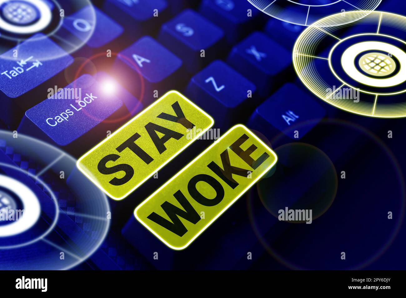 Handwriting text Stay Woke. Concept meaning being aware of your ...