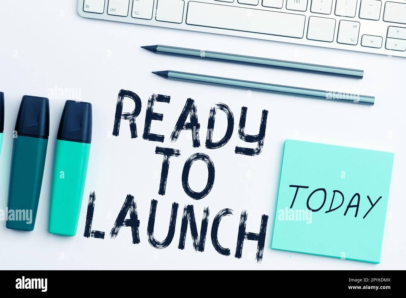 Hand writing sign Ready To Launch. Business approach an event to ...