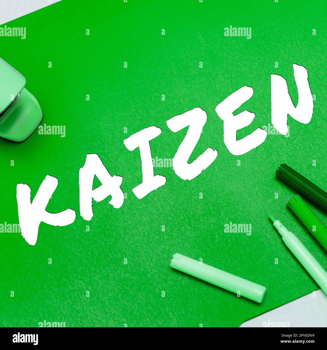 Conceptual caption Kaizen, Word Written on a Japanese business ... Conceptual caption Kaizen, Word Written on a Japanese business ...
