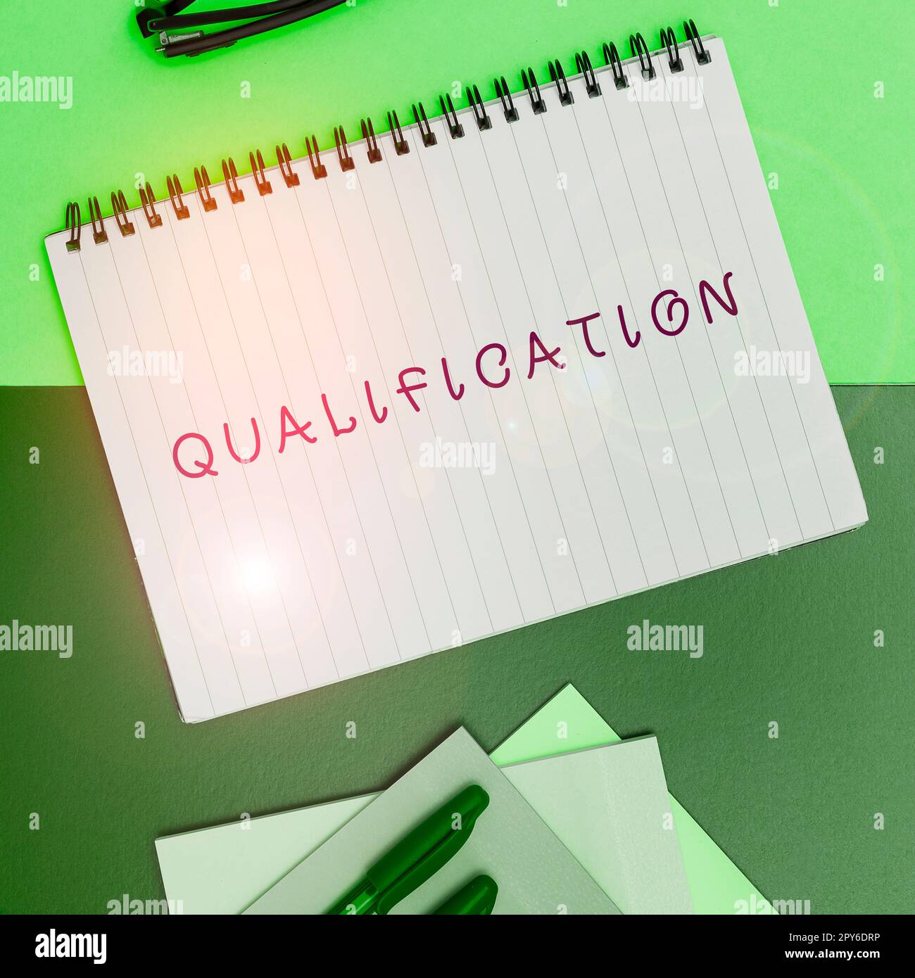 Hand writing sign Qualification. Concept meaning Officially permission ...