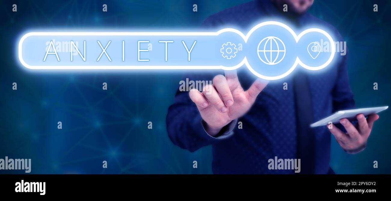 Conceptual caption Anxiety. Word for Excessive uneasiness and ...