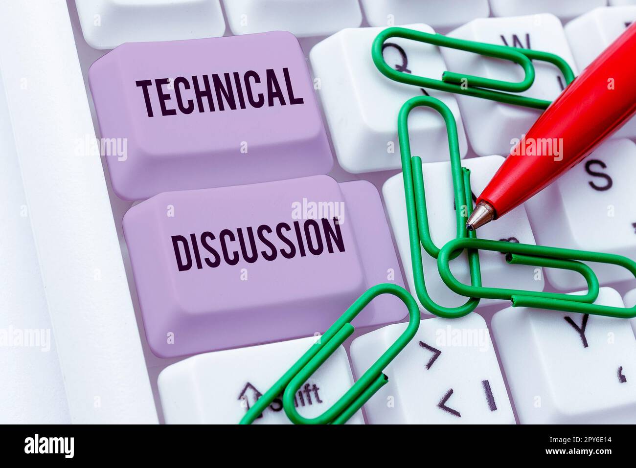 Handwriting text Technical Discussion. Concept meaning conversation or ...