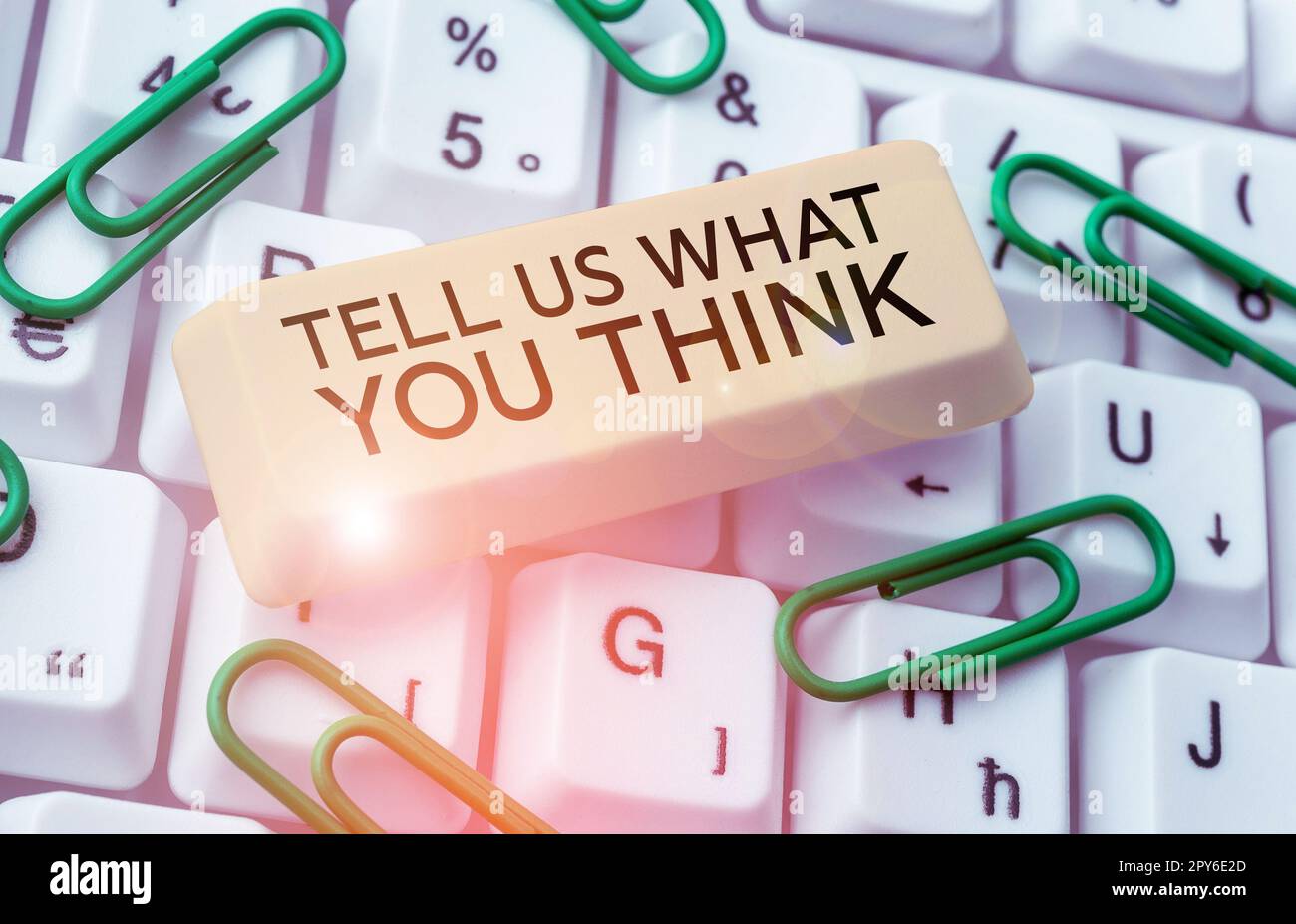 Conceptual caption Tell Us What You Think. Business idea Express your ...