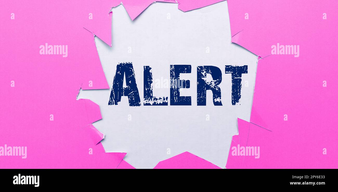 Writing displaying text Alert. Word for An announcement Signal warning ...