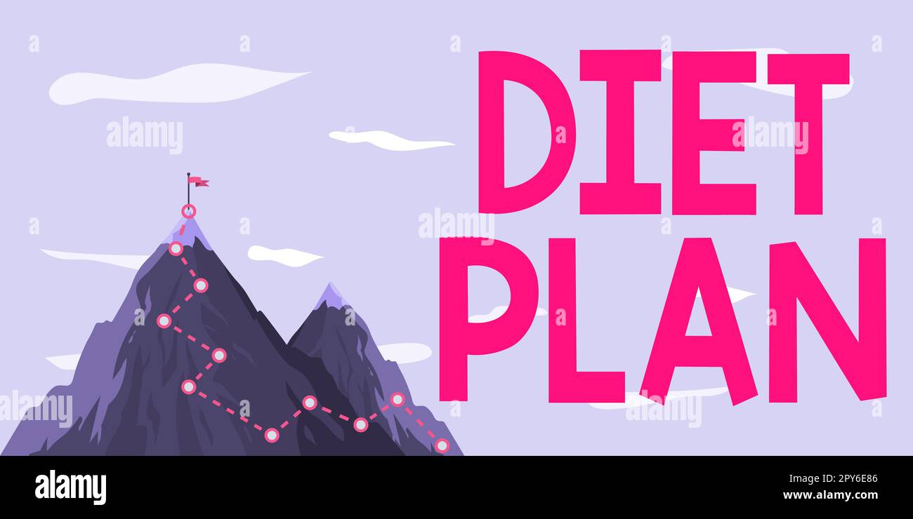 Text caption presenting Diet Plan. Concept meaning Use of specific ...