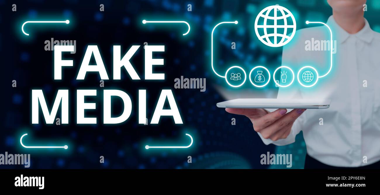 Hand writing sign Fake Media. Business concept An formation held by ...
