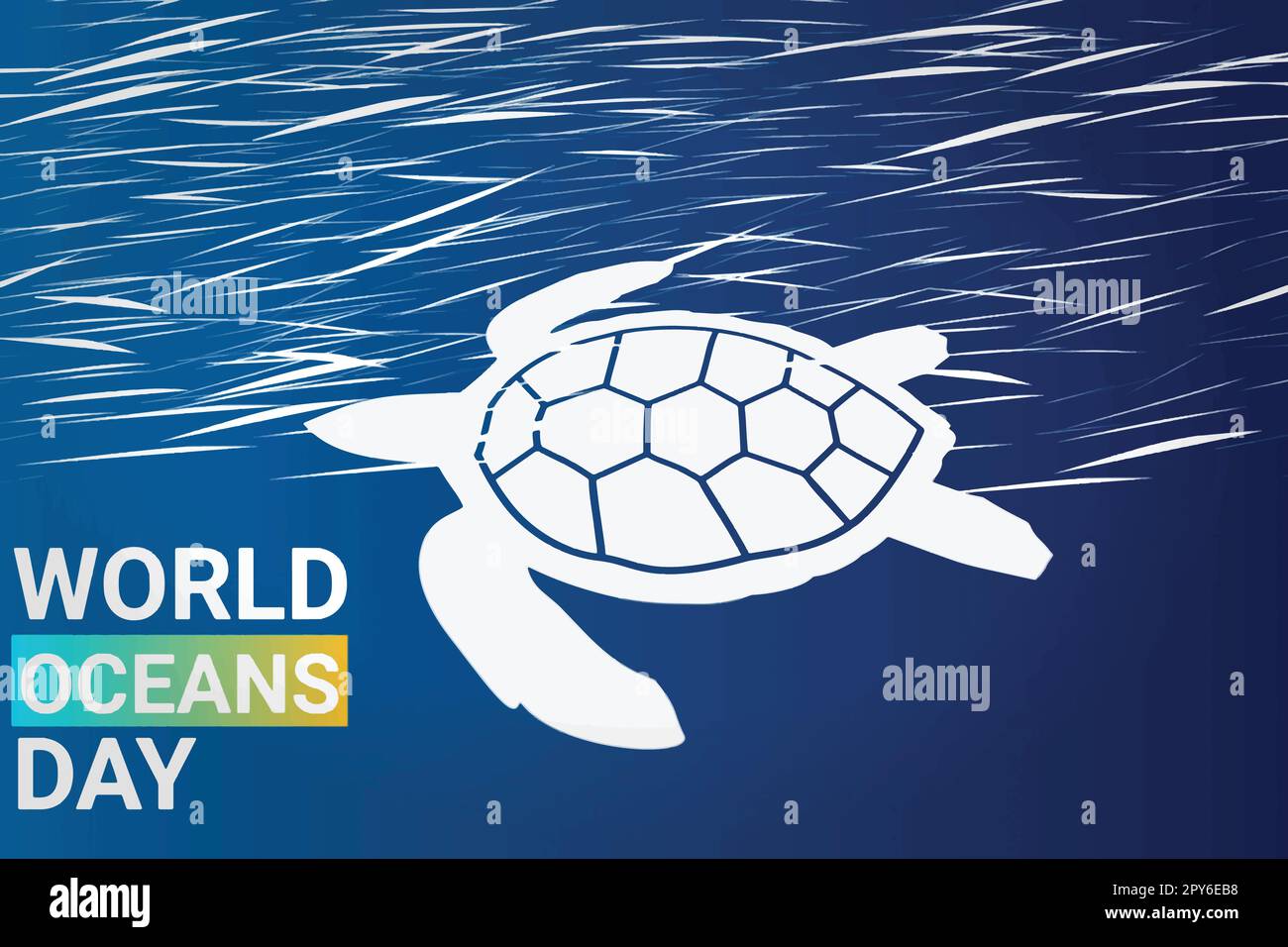 World oceans day background with turtle. Holiday concept. Template for ...