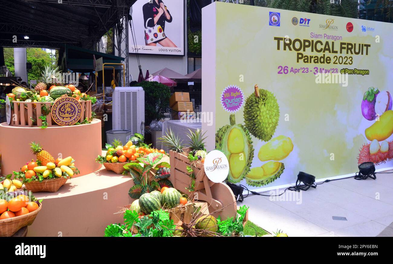 Tropical fruit parade 2023, a fruit market, at Siam Paragon shopping ...