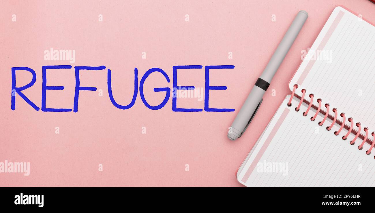 Writing displaying text Refugee. Conceptual photo refer to movements of ...