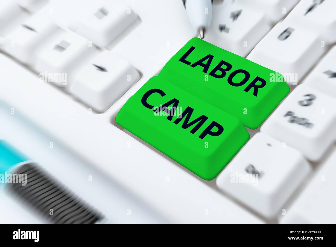 Text sign showing Labor Camp. Conceptual photo a penal colony where ...