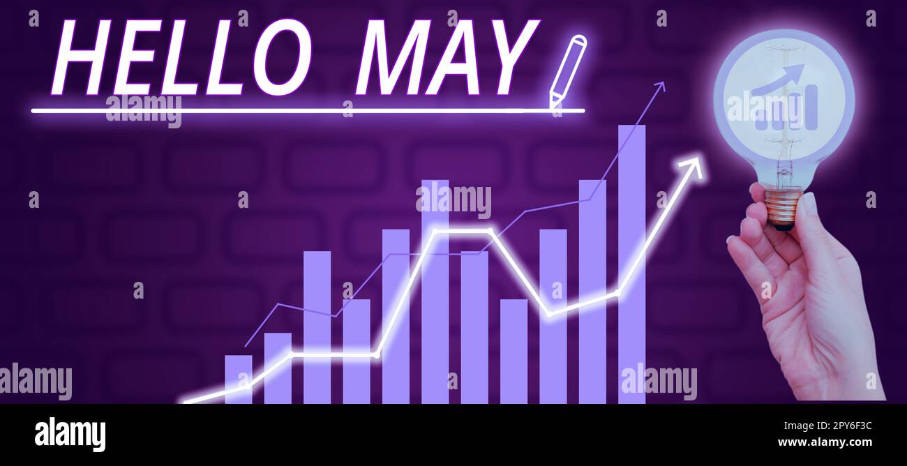 Text showing inspiration Hello May. Concept meaning to address the ...
