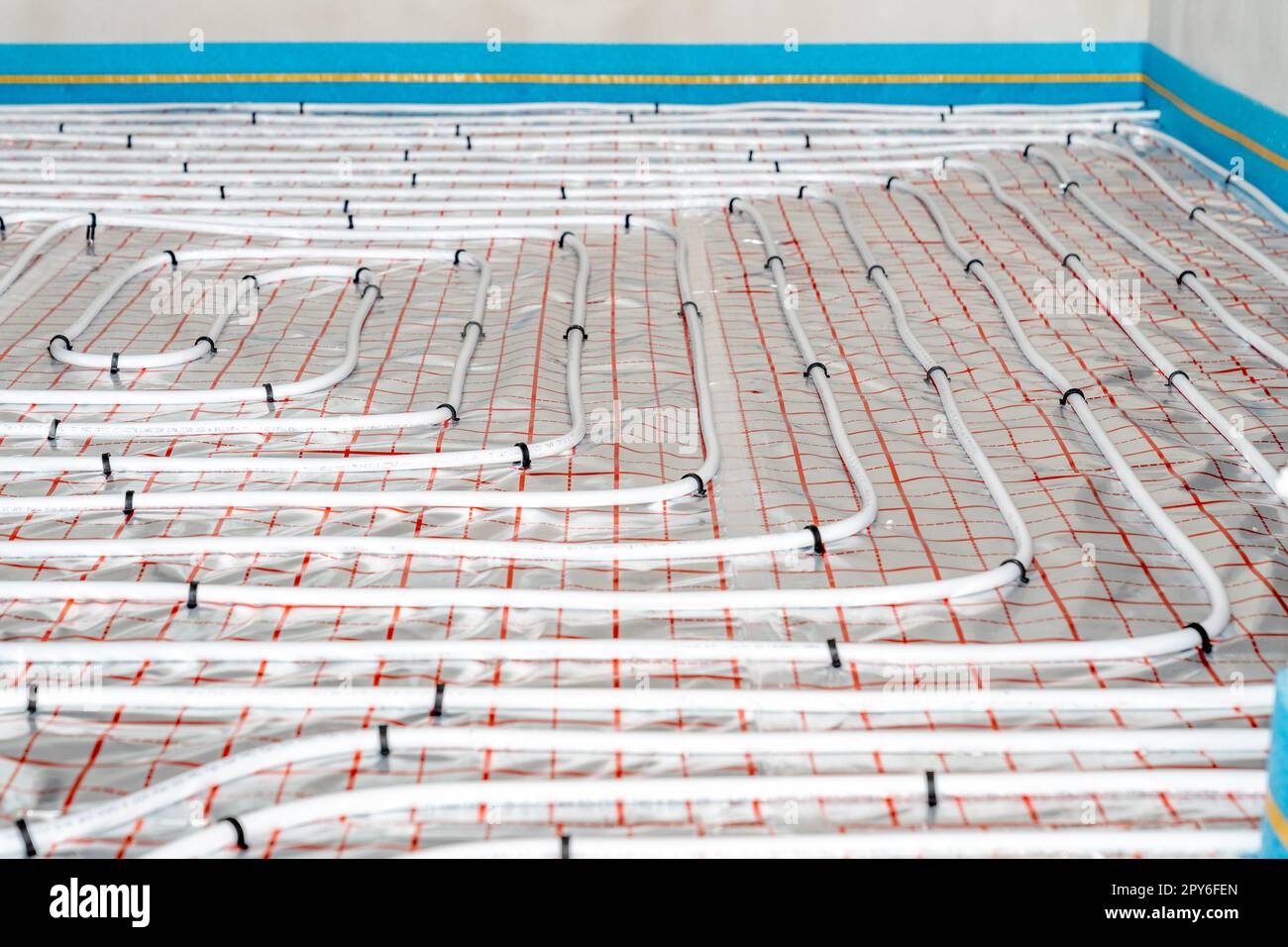 new water floor heating in the room Stock Photo - Alamy