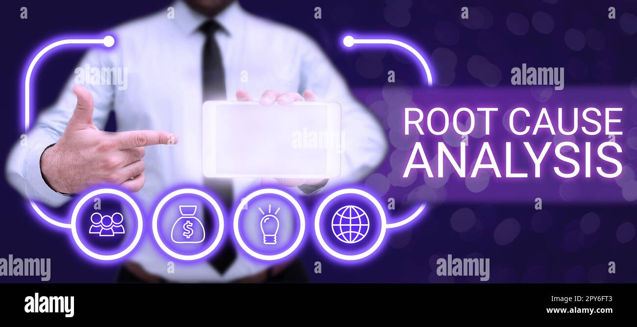Inspiration showing sign Root Cause Analysis. Word Written on Method of Problem Solving Identify ...