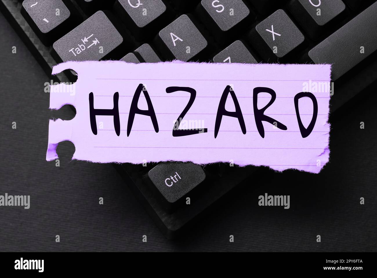 Hand writing sign Hazard. Internet Concept account or statement ...