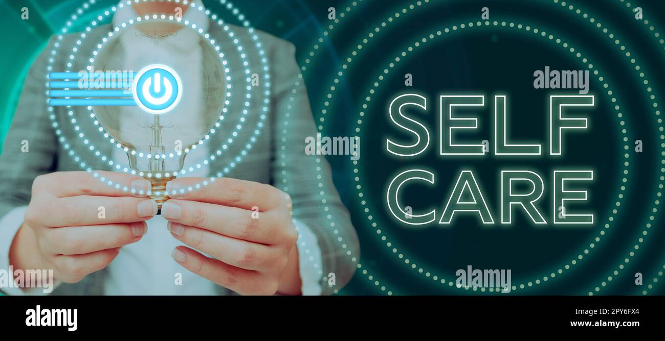 Text sign showing Self Care. Word for Give comfort to your own body ...